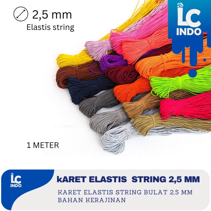 Jual Tali karet string 2,5 mm bahan kerajinan / tali tenda camping ...