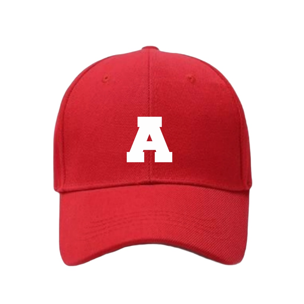Jual Topi Baseballcap Warna Merah Abjad Huruf Teks Alphabet A B C D E F ...