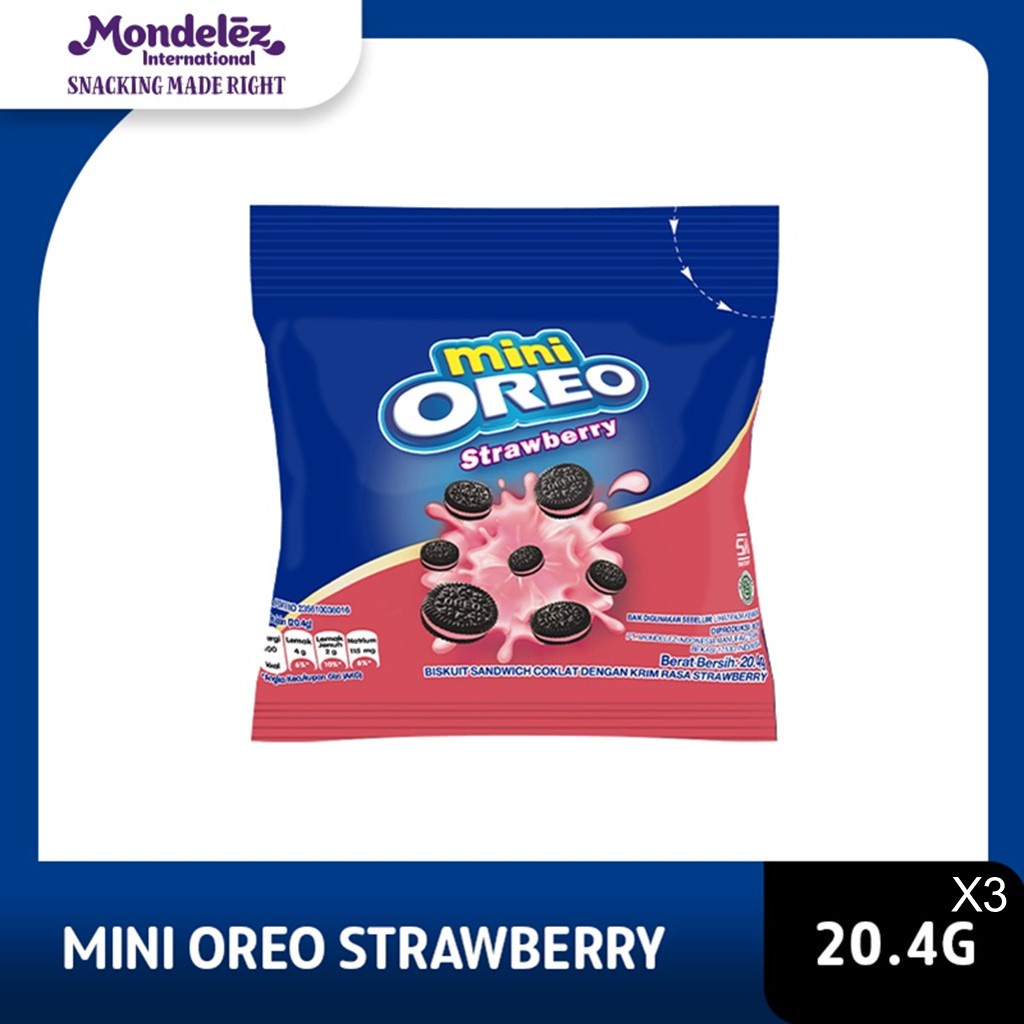 Jual Mini Oreo Biskuit Strawberry Pcs 20.4g Untuk Traveling - triple ...