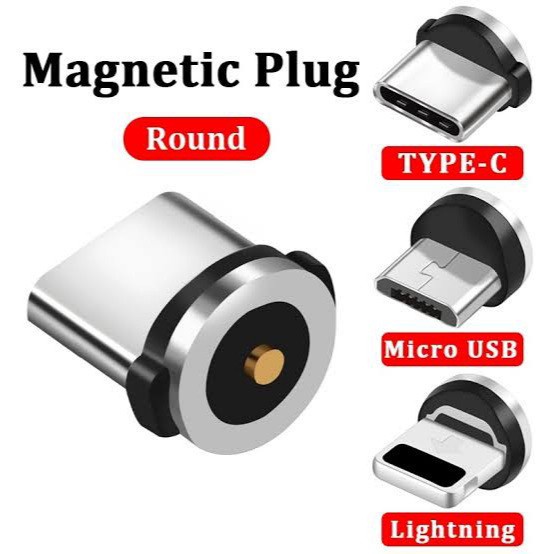 Jual kepala casan magnet 1 konektor micro USB type C iphone plug kabel ...