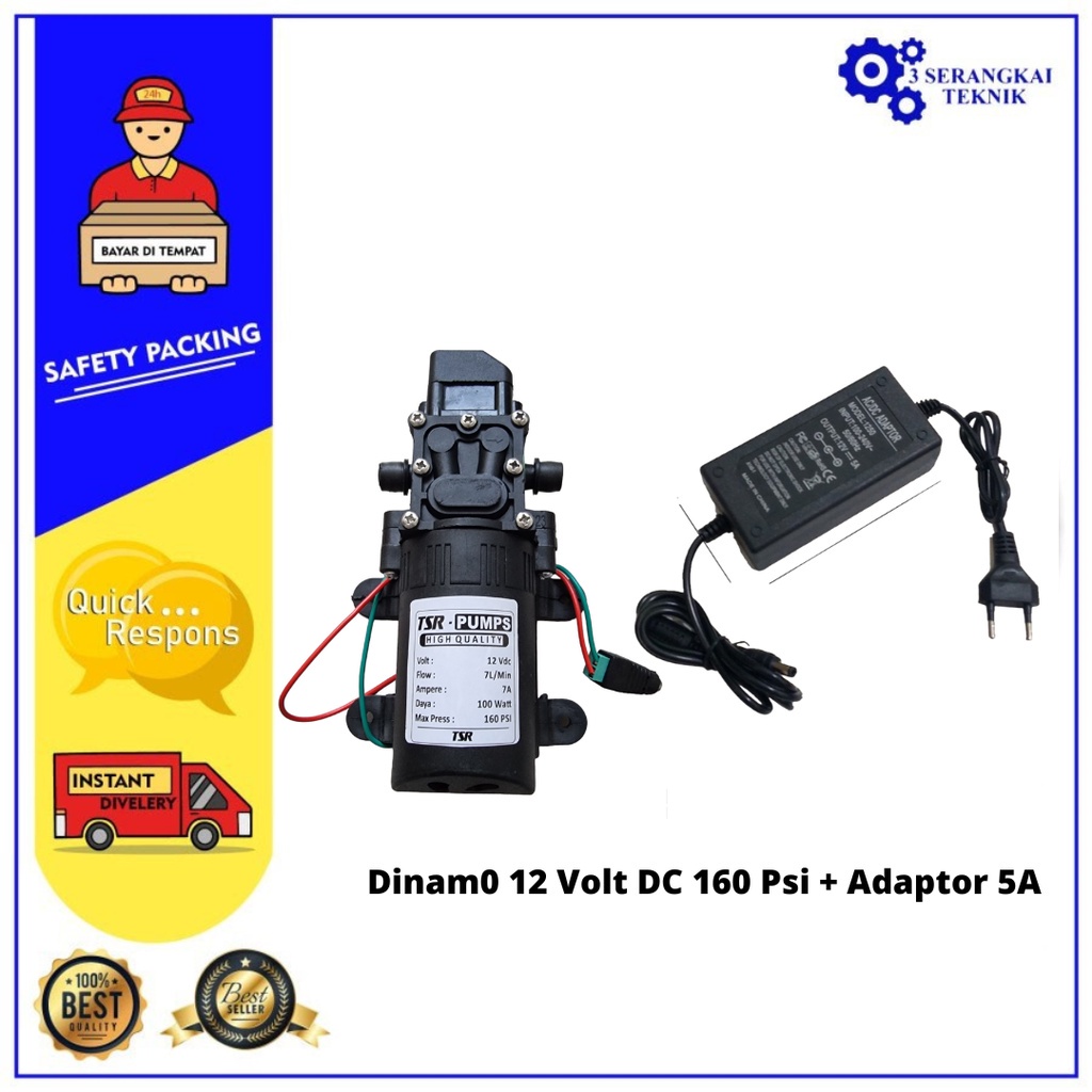 Jual Adaptor 5A + Pompa Dinamo DC 12 Volt 160 psi TSR Alat Cuci Motor ...