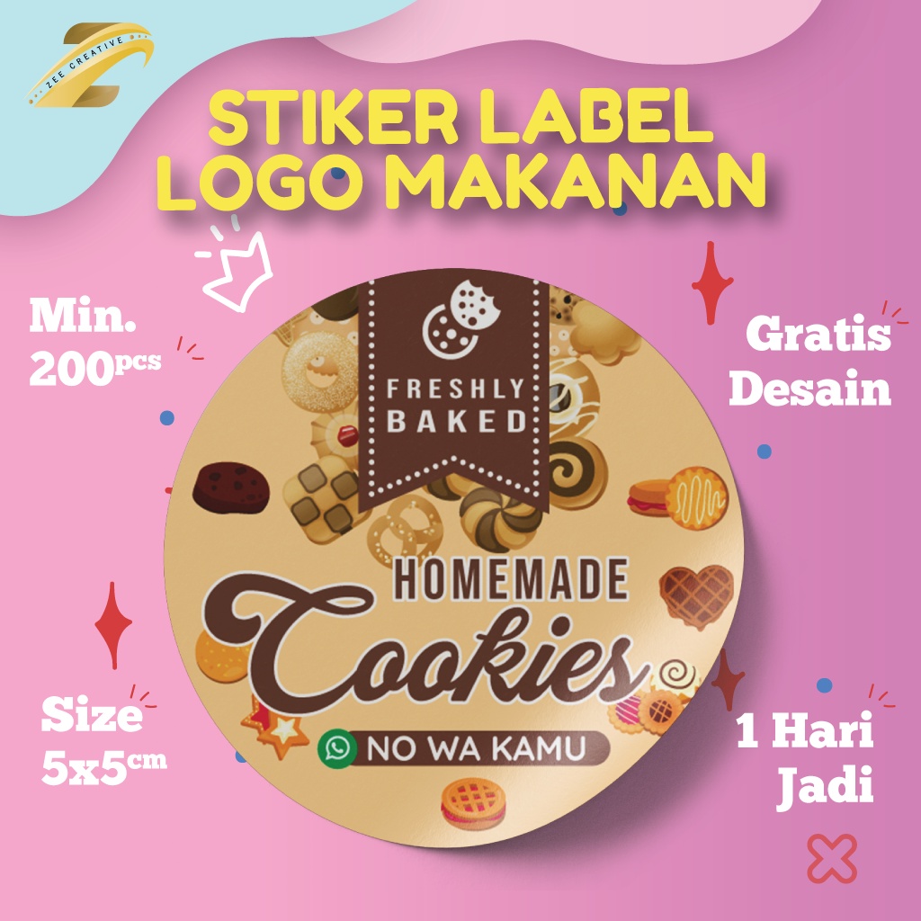Jual 5cm Stiker Makanan Label Kemasan Produk Logo Lable Brand Desain