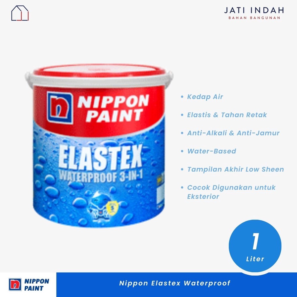 Jual Cat Tembok Anti Bocor 1 Liter Nippon Paint ELASTEX Waterproofing 3 in 1 / Cat Dinding ...