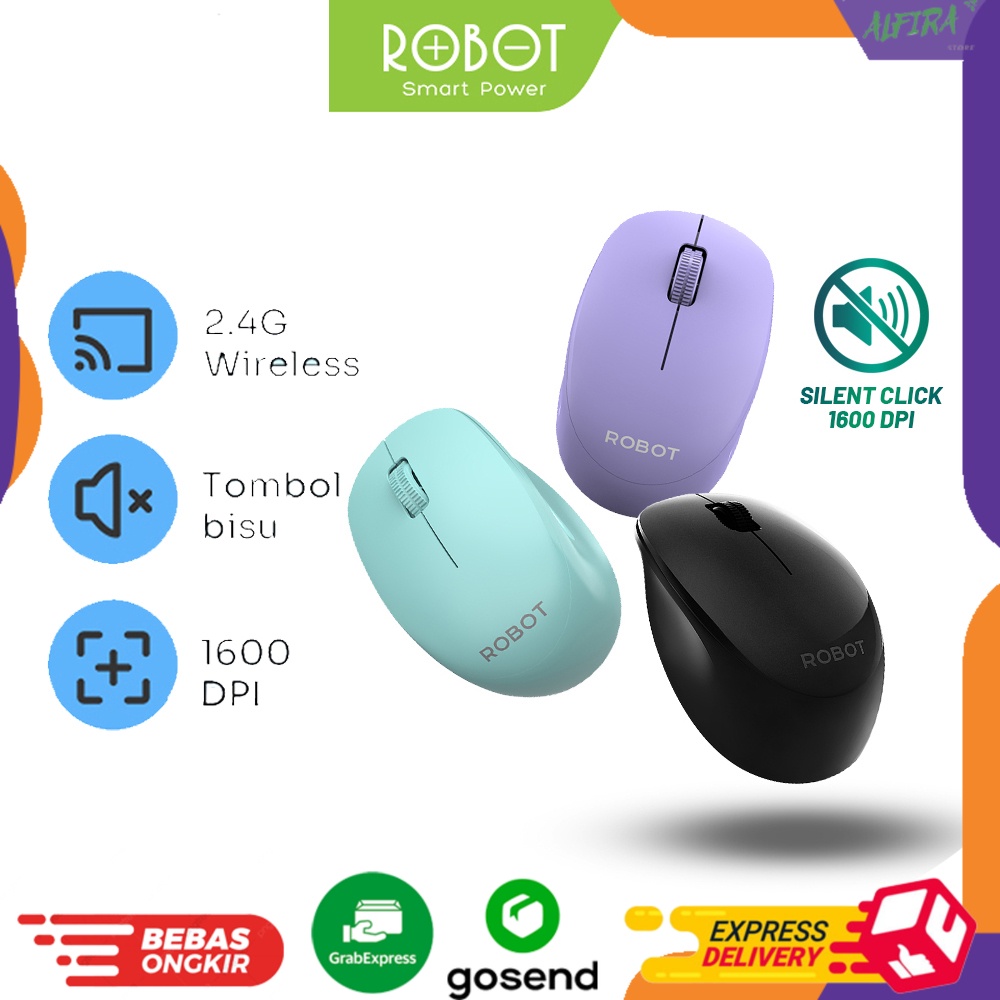 Jual Mouse ROBOT Wireless Silent Click M210S 2.4G Optical USB Warna ...