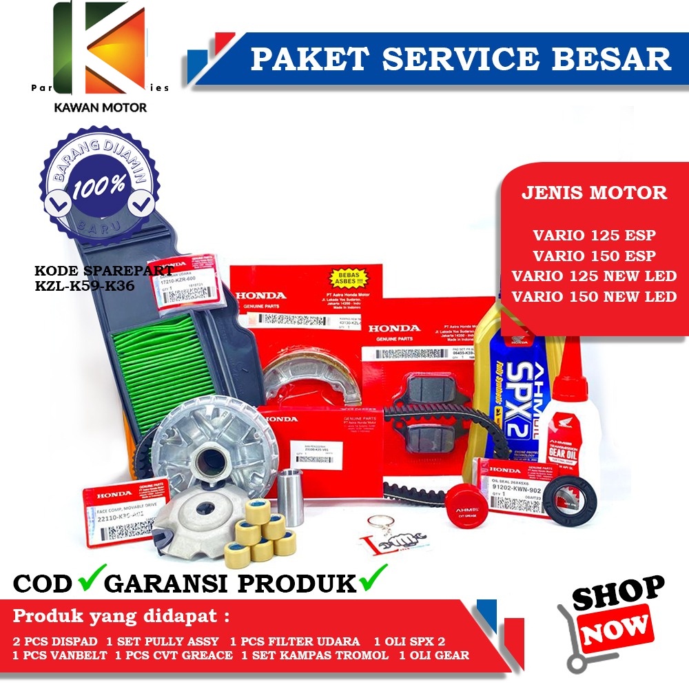 Jual PAKET SERVICE BESAR MPX 2 & SPX 2 SET AHM GEAR, KAMPAS REM VARIO 150, FILTER UDARA VARIO ...