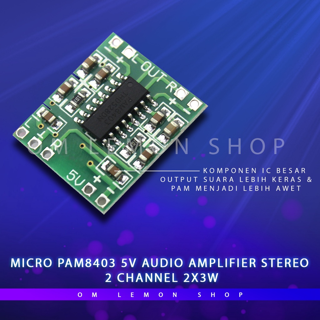 Jual HOKKY Micro PAM8403 5V Audio Amplifier Stereo 2 Channel 3W Digital ...