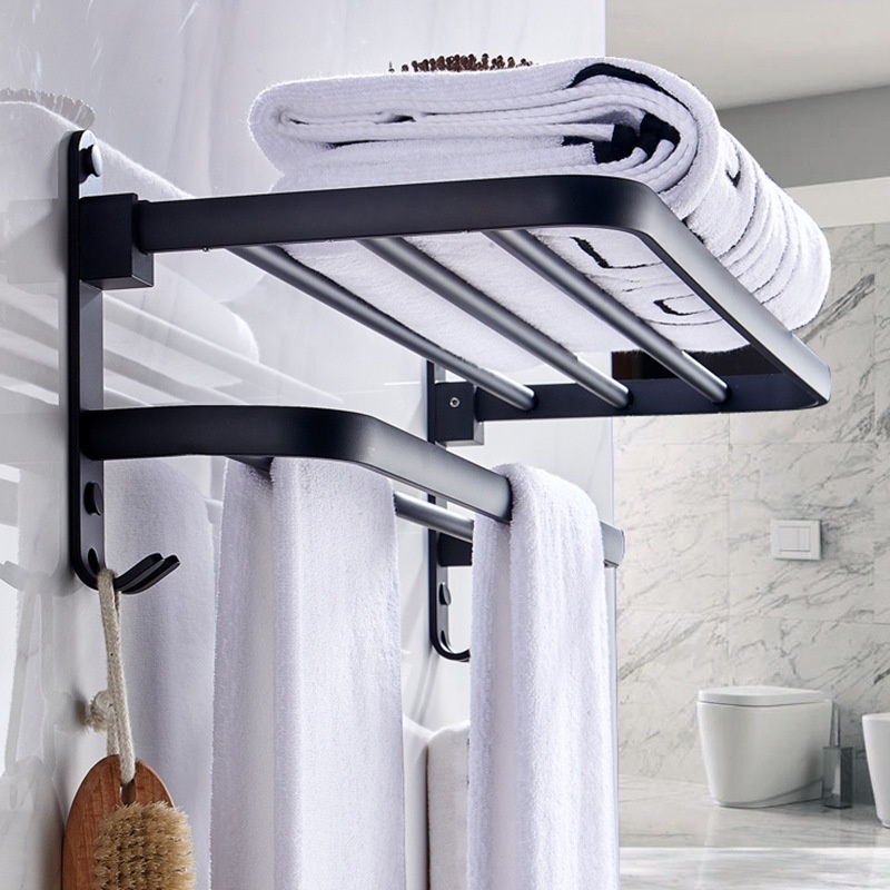 Jual Rak Gantungan Handuk Kamar Mandi Tempel Dinding Lipat Tanpa Paku ...
