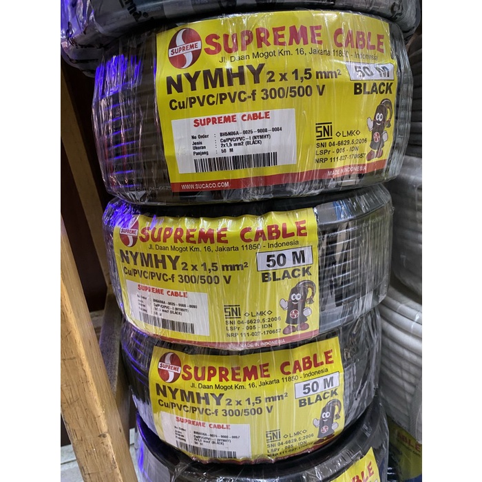 Jual Kabel NYMHY atau NYYHY 2x1.5 mm Hitam Serabut Supreme 50mtr | Shopee Indonesia