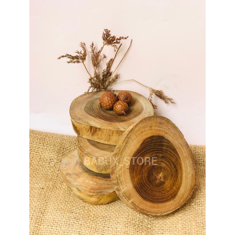 Jual NATURAL TEAK WOOD COASTER/POTONGAN KAYU JATI/TATAKAN KAYU JATI 13 ...