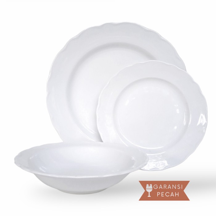 Jual Scalloped Dinner Set- Set Piring Makan Keramik Serba Putih ...