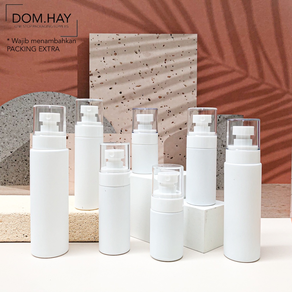 Jual Botol Pump Clear Kaca Putih Doff 7PS Skin Care Lotion Serum Sabun ...