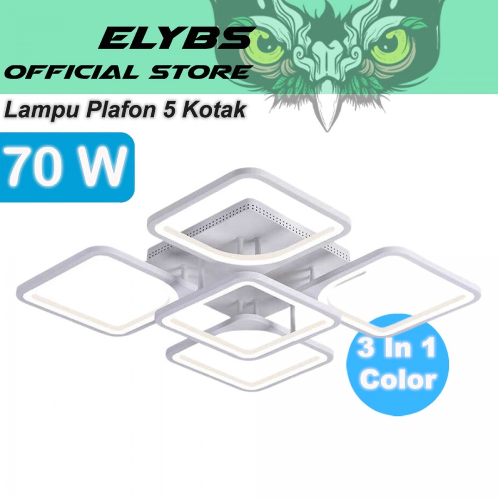 Jual Lampu Plafon LED 5 Kotak Minimalis 70W Dimmable Adjustable ...