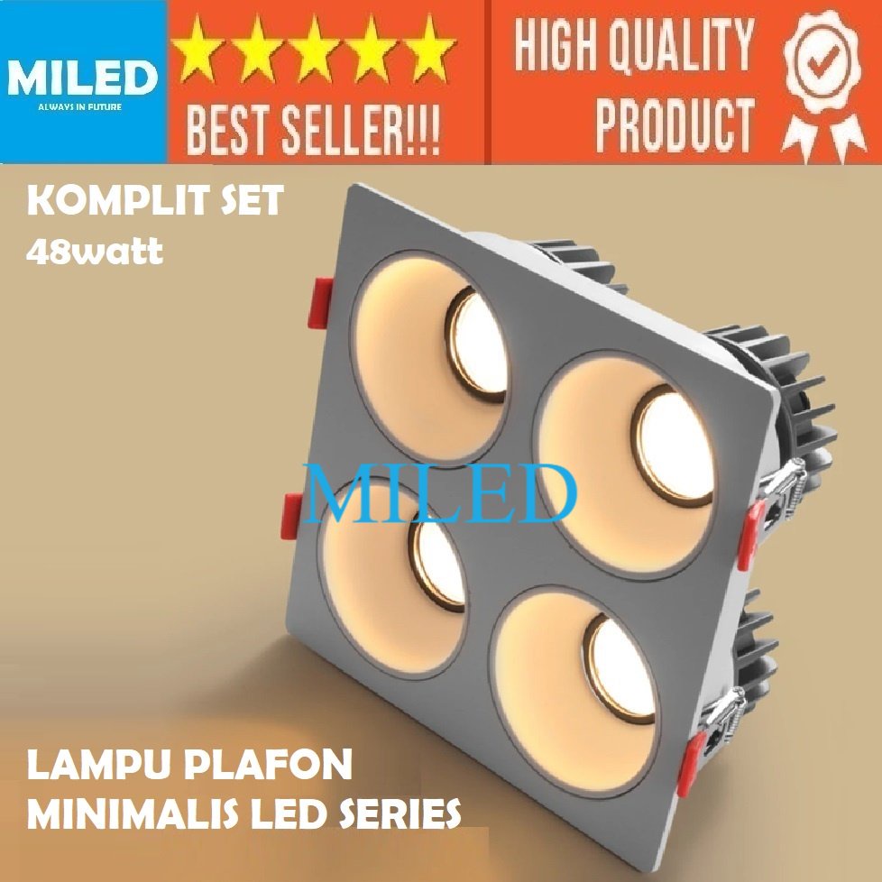 Jual LAMPU PLAFON LED 48 WATT KOTAK / LAMPU PLAFON COB 4 MATA ...