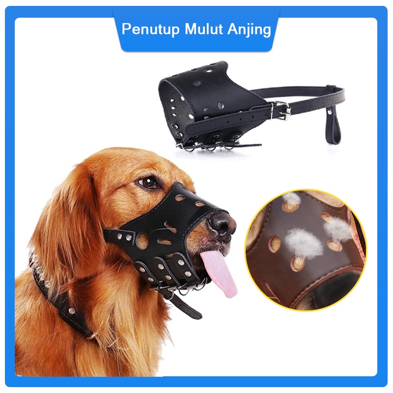 Jual Penutup Mulut Anjing Dog Muzzle Bahan PU Anti Gigit Brongsong ...