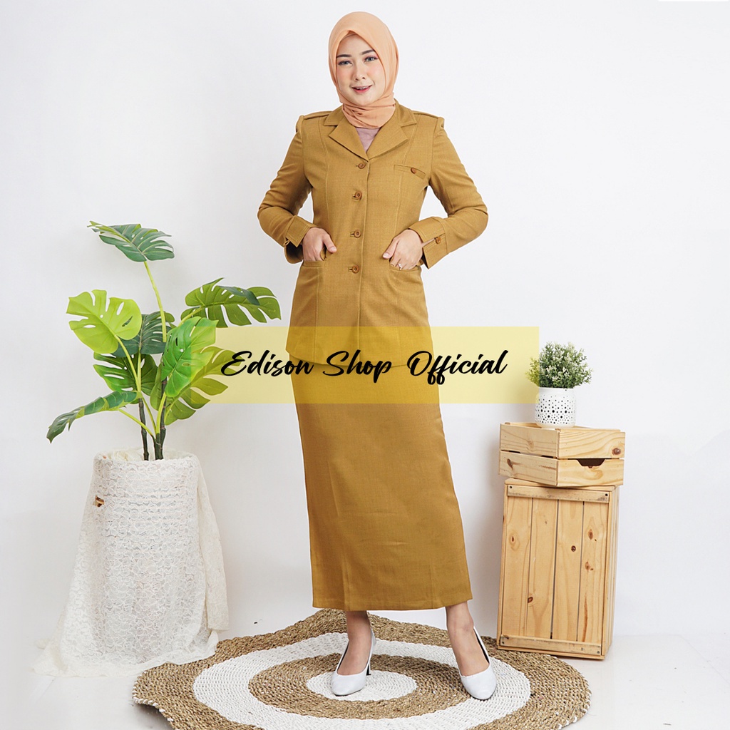 Jual Seragam Blazer PNS PDH ASN Pemda Guru Khaki Tua Muda Rok Celana Wanita Terbaru Tersedia ...