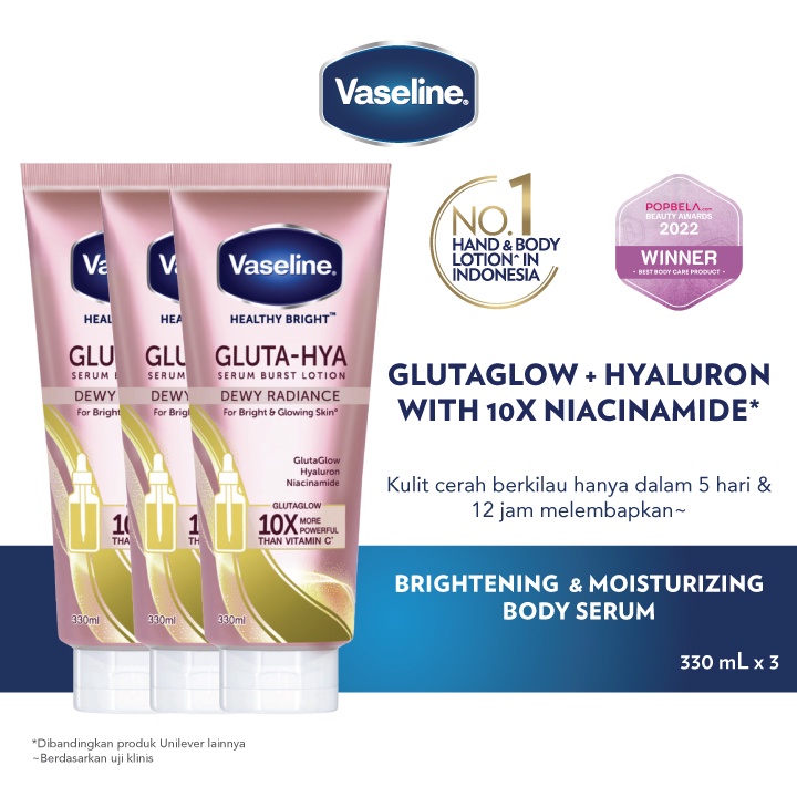 Jual Vaseline Healthy Bright Gluta Hya Serum Lotion Dewy Radiance 330ml ...