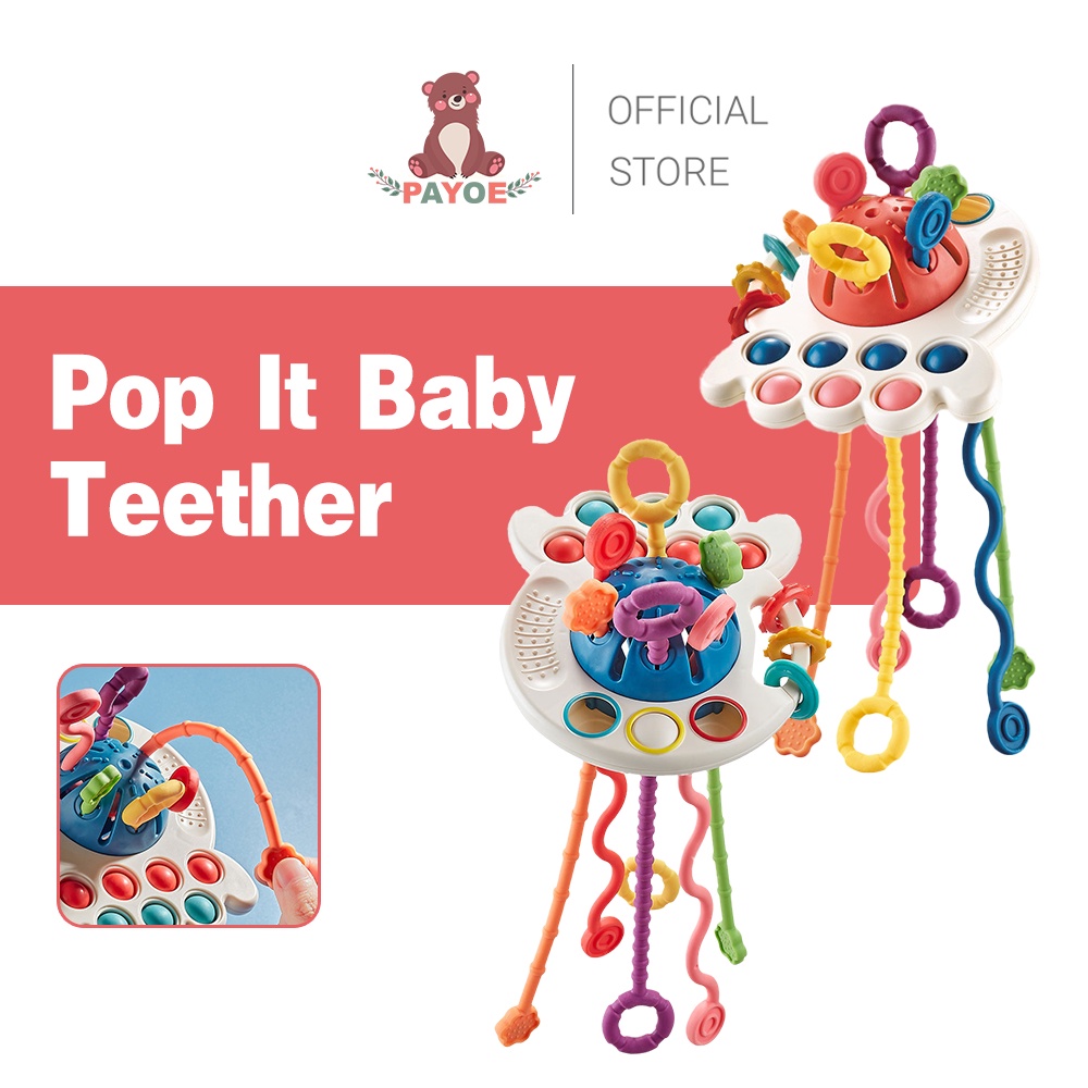 Jual PAYOE Teether Gigitan Bayi Bentuk Gurita / Pop It Teether Bayi ...