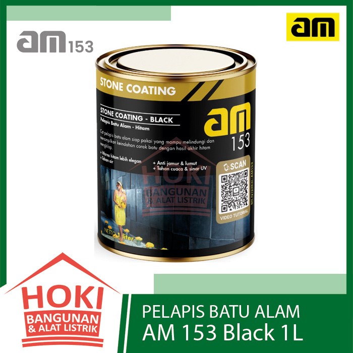 Jual PELAPIS BATU ALAM AM 153 BLACK 1L - Stone Coating Hitam Anti Lumut ...