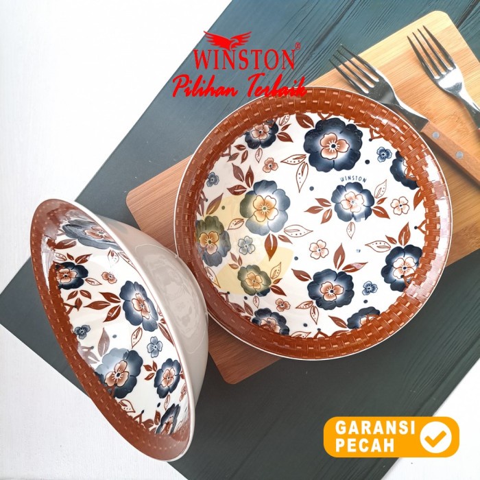 Jual WINSTON 1pcs ROTAN BUNGA Mangkok Keramik 7in | Mangkok Dalam 18cm ...