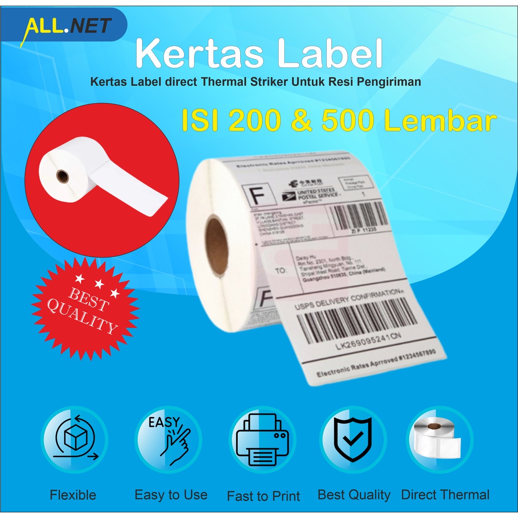 Jual Kertas Thermal Label 100 x 150mm Thermal Label Direct Barcode 80 dan 100mm isi 300 lembar ...