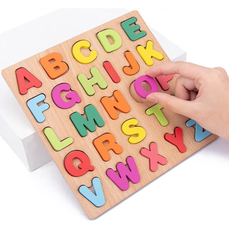 Jual Teka-teki alfabet blok bangunan bentuk geometris teka-teki bayi ...