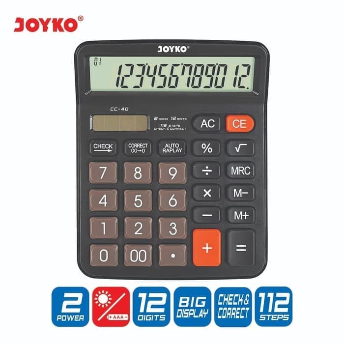 Jual JOYKO CC-40 KALKULATOR CHECK CORRECT 12 DIGIT -CALCULATOR DESKTOP ...