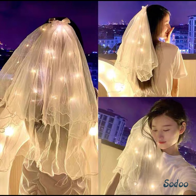Jual COD LED Simple Wedding Veil Glow In The Dark/Kain Veil Pengantin ...