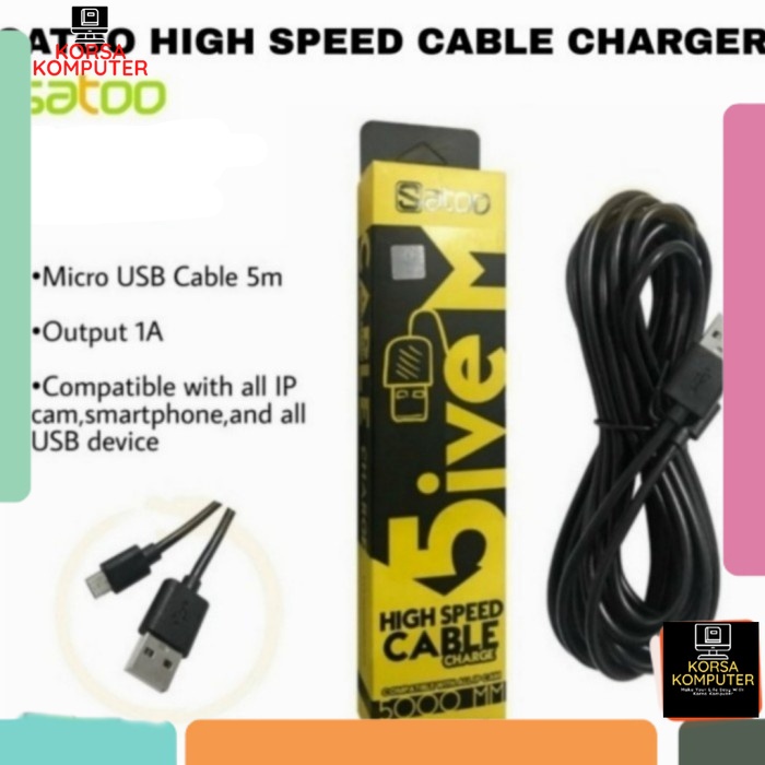 Jual Kabel data 5 meter untuk cctv Kabel Charger USB To Micro 5M CCTV HP Sato Kabel Data 5meter ...