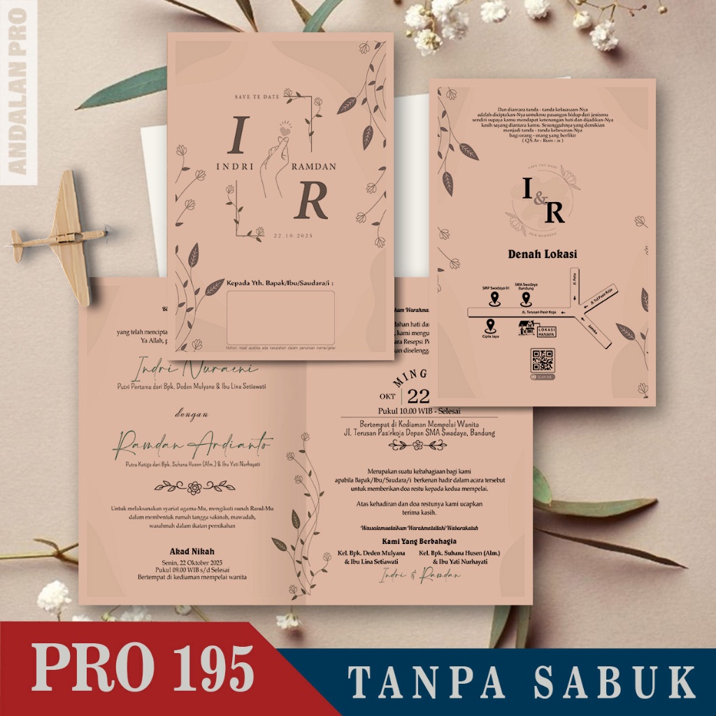 Jual Kode Toko: S7 - 50 Desain Undangan Lipat 2 Bahan Kertas Jasmine ...