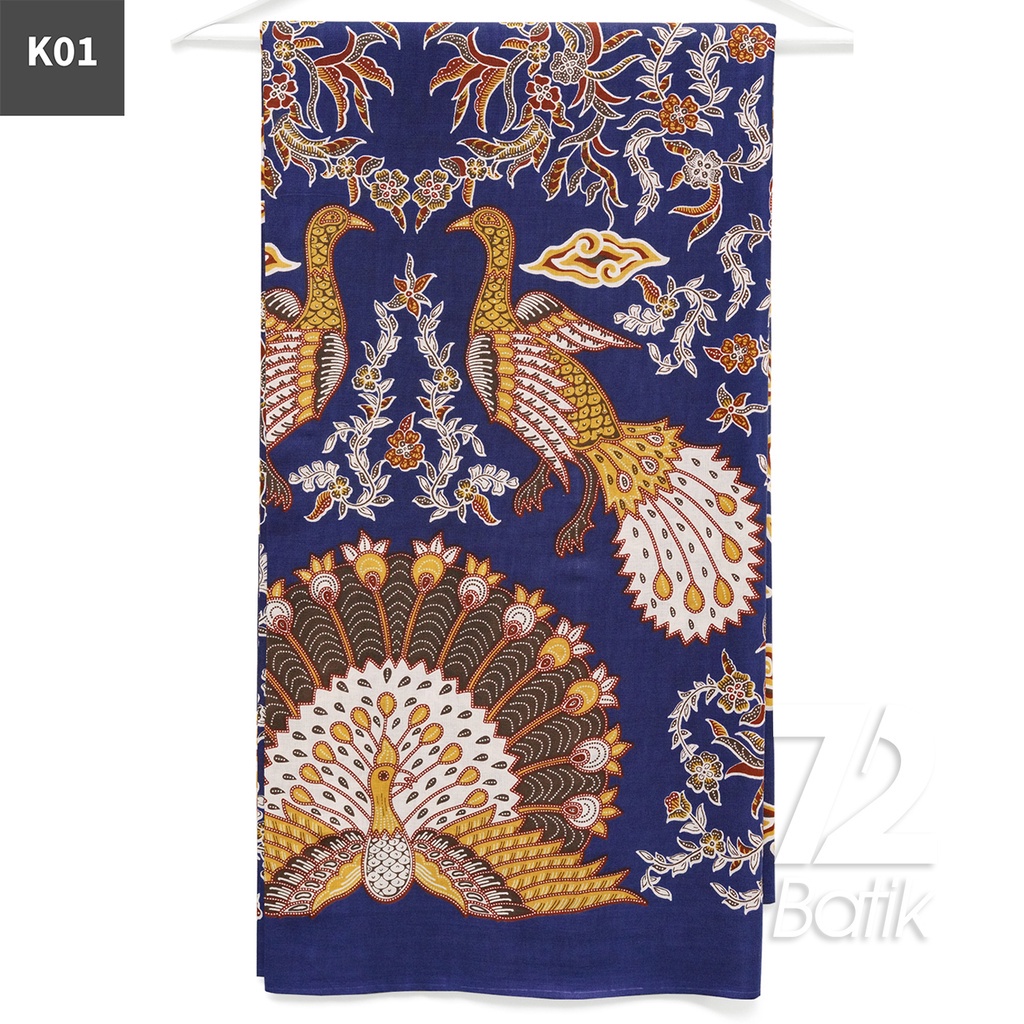 Jual KAIN BATIK PREMIUM Bahan Katun Motif Burung Merak Biru 722685 Cap ...