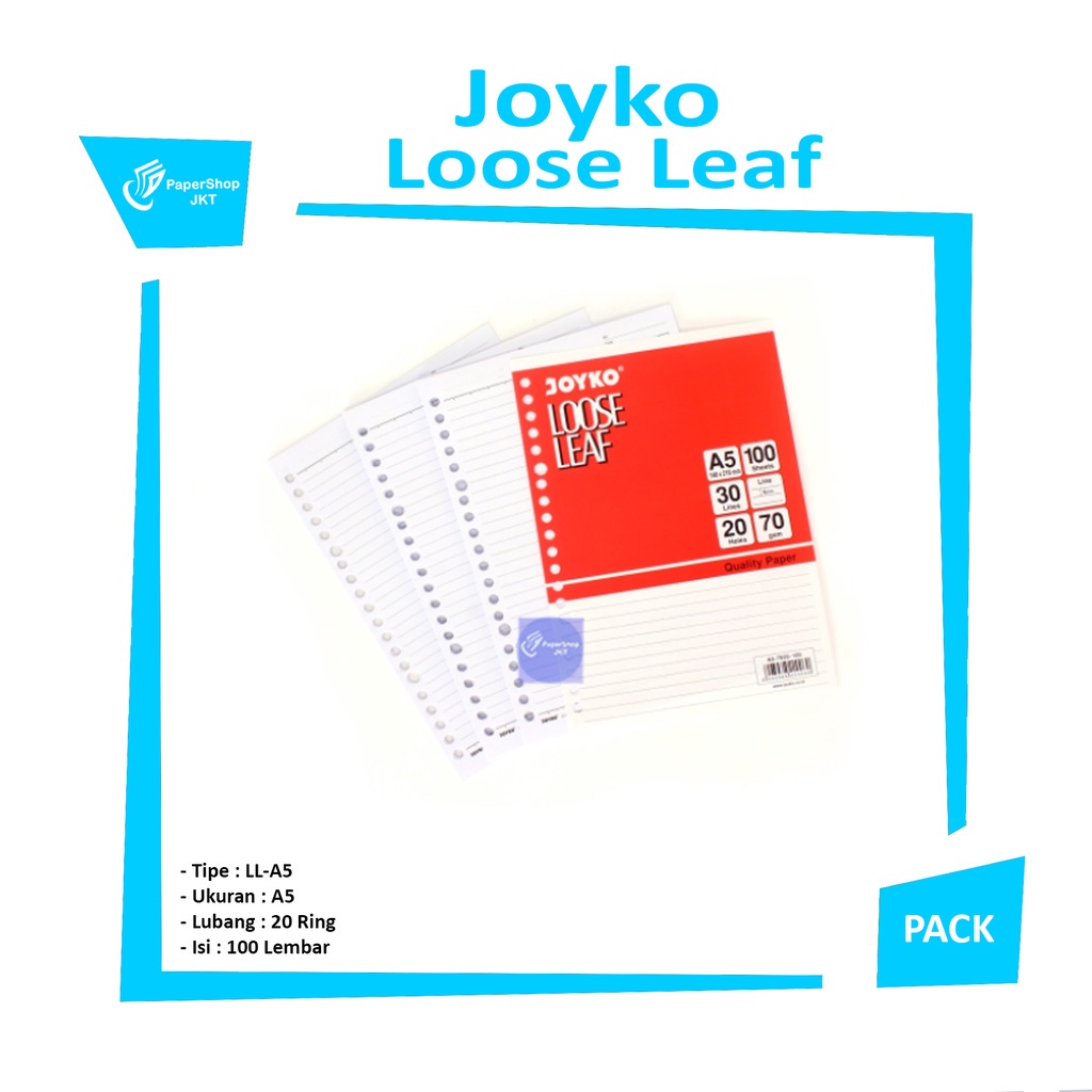 Jual JOYKO - Loose Leaf A5 100 Lembar - Isi Refill Kertas File - Pack | Shopee Indonesia