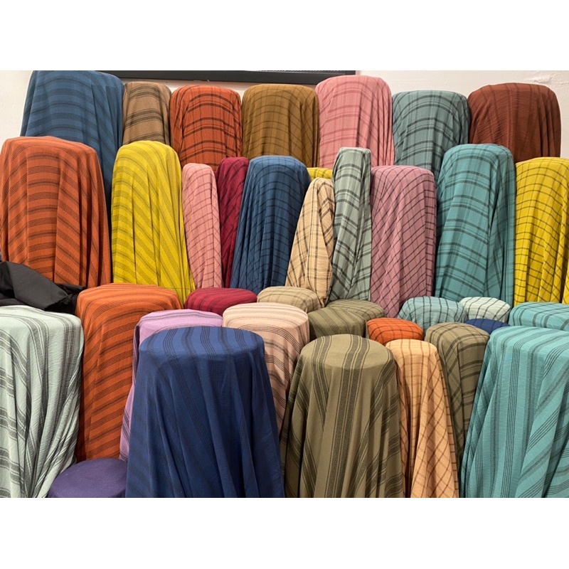 Jual Kain Meteran cringkel deyard motif bagus/ salur keren | Shopee ...