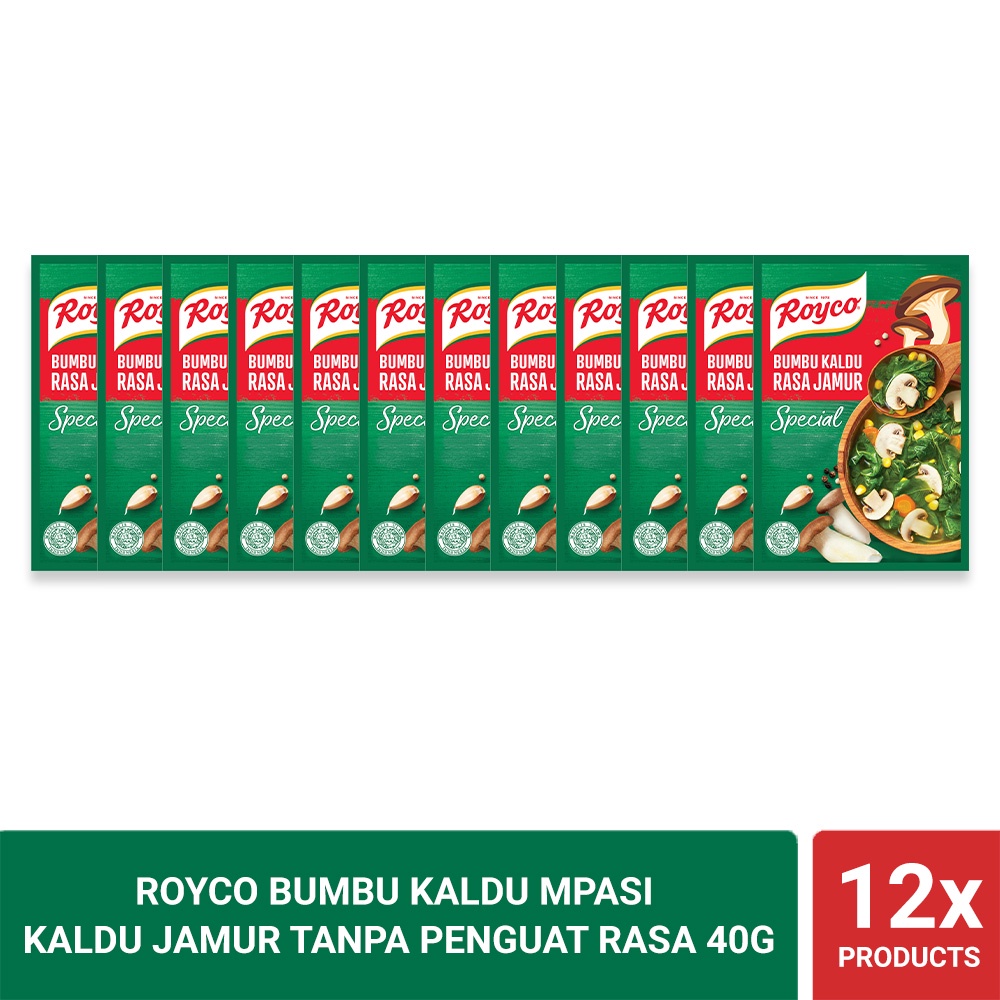 Jual Royco Bumbu Kaldu Mpasi Kaldu Jamur Tanpa Penguat Rasa 40g (Isi 12 ...