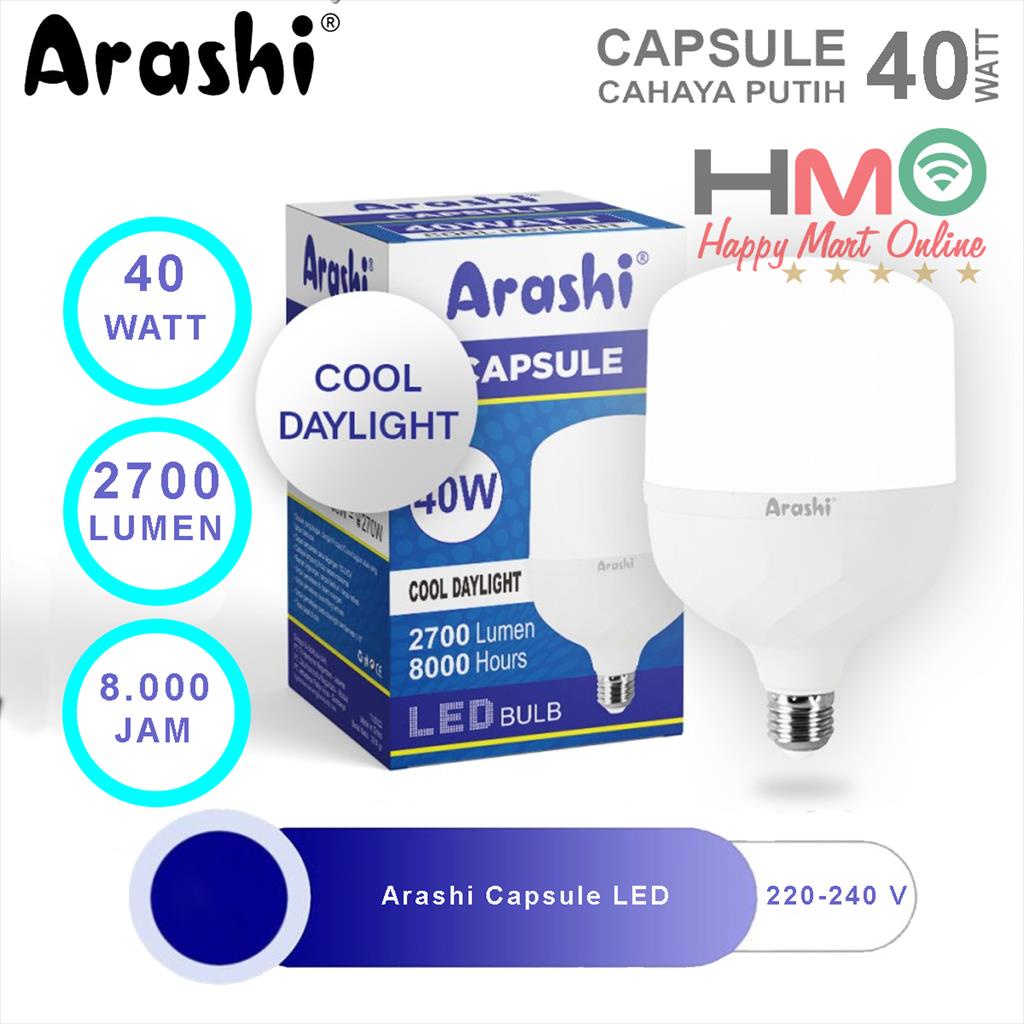 Jual Arashi Lampu Bohlam LED Capsule 40W CDL Lampu Kapsul 40 Watt Cahaya Putih | Shopee Indonesia