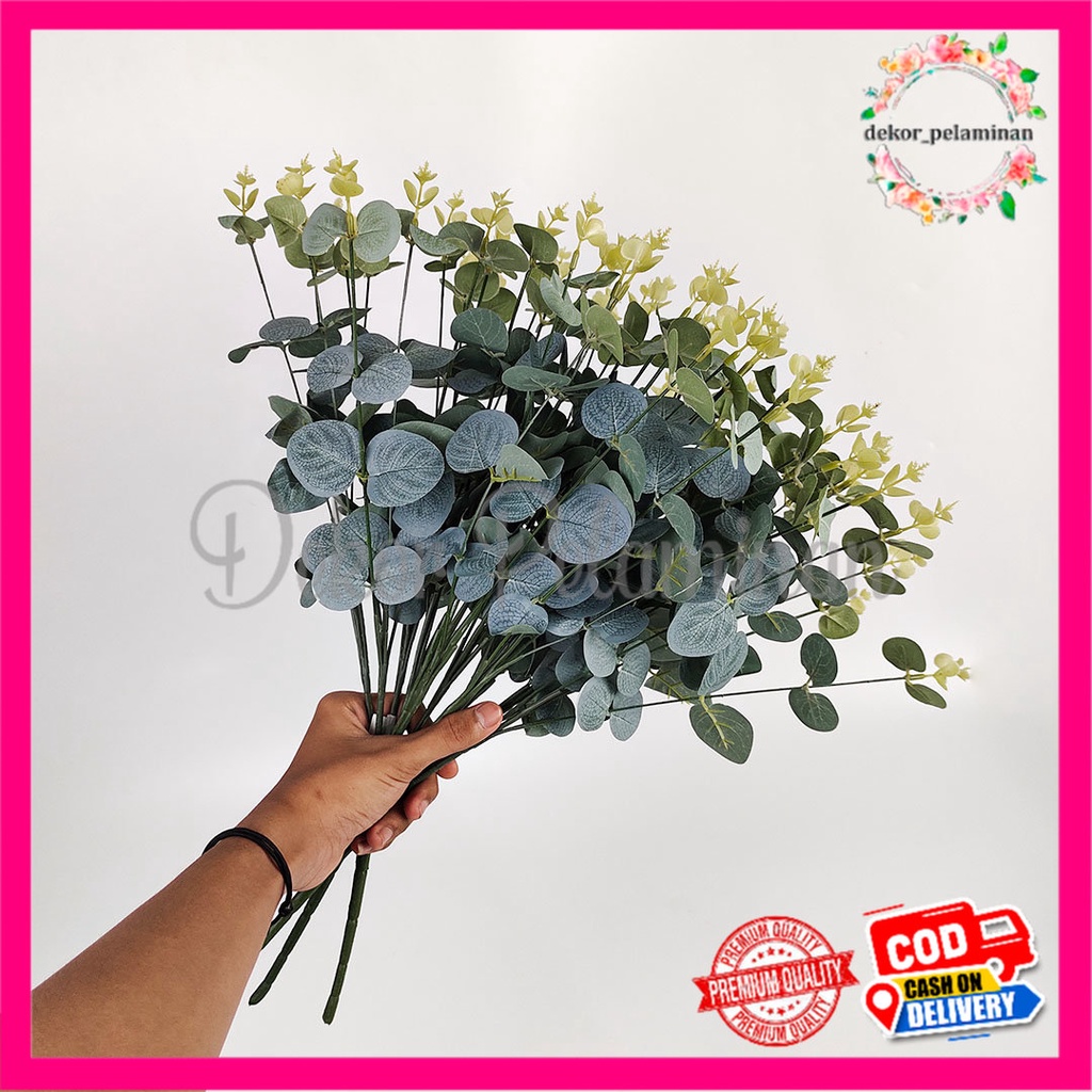 Jual COD 1PCS DAUN DOLLAR CABANG 16 ARTIFICIAL - DAUN EUCALYPTUS RUMPUT ...