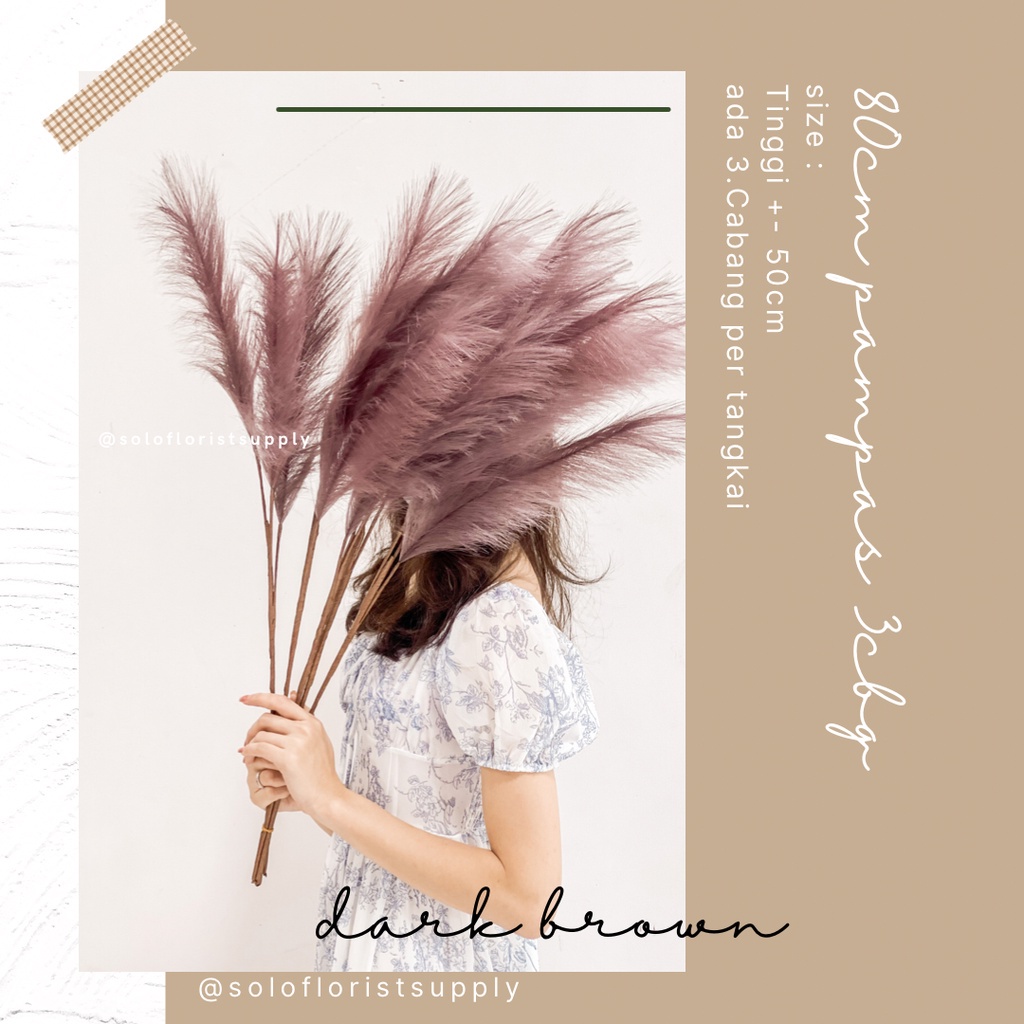 Jual 80cm pampas grass 3 cabang artificial bulu daun pampas rumput ...