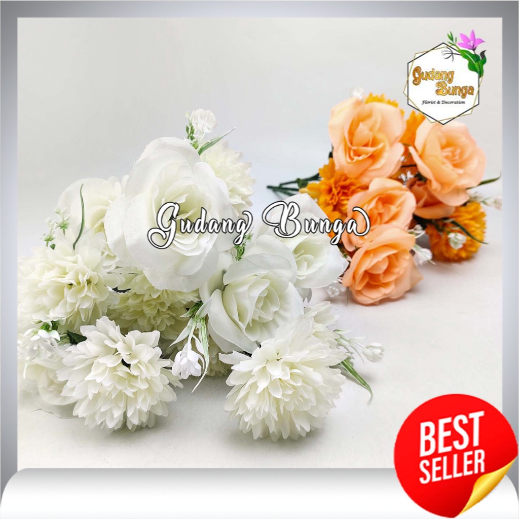 Jual Bunga Rose Mix Cabang 5 Artificial Flower Hiasan Seserahan Rustic ...