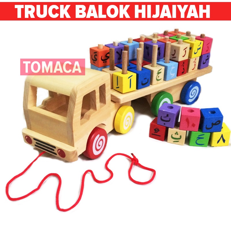 Jual Mainan Truk Kayu Balok Abjad Huruf Angka Hijaiyah Arab Block ...