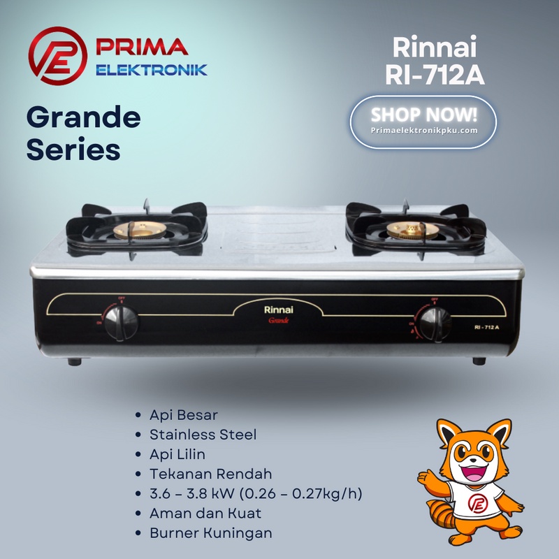 Jual Kompor Gas Rinnai RI-712A 2 Tungku Grande | Shopee Indonesia