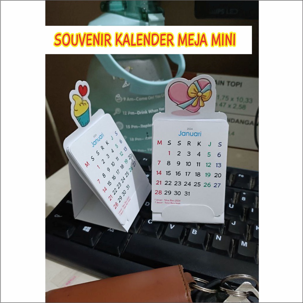 Jual Mini kalender meja 2024 girly uk 7x9cm kalender imut kalender ...