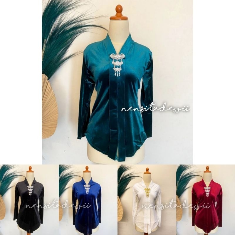 Jual Kebaya dan Sorjan Kebaya Bludru Kartini / Kebaya Hijab Leher V (Bahan Tebal) Lurik | Shopee ...