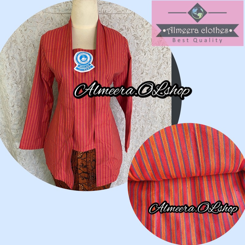 Jual Kebaya dan Sorjan kebaya lurik alusan warna merah oren raja keong istimewa Lurik | Shopee ...