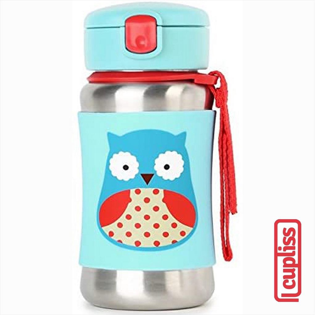 Jual Skip Hop Original Zoo Stainless Straw Bottle 350 ml 111221 Owl ...