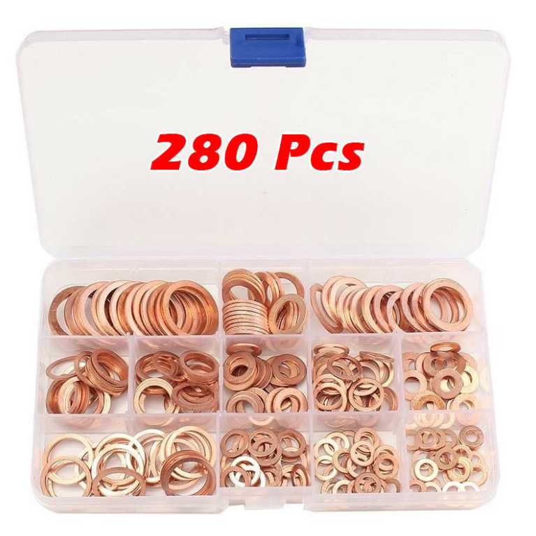 Jual M5-M22 280PCS Tembaga mur Gasket dan baut, Set cincin datar segel ...