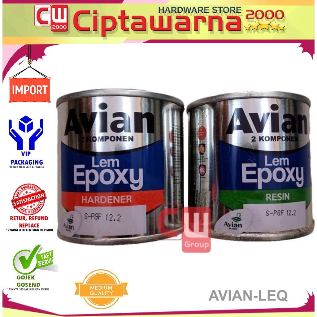 Jual AVIAN Lem Epoxy Adhesive 200cc 340gr buat Kayu Besi Logam Kaca ...