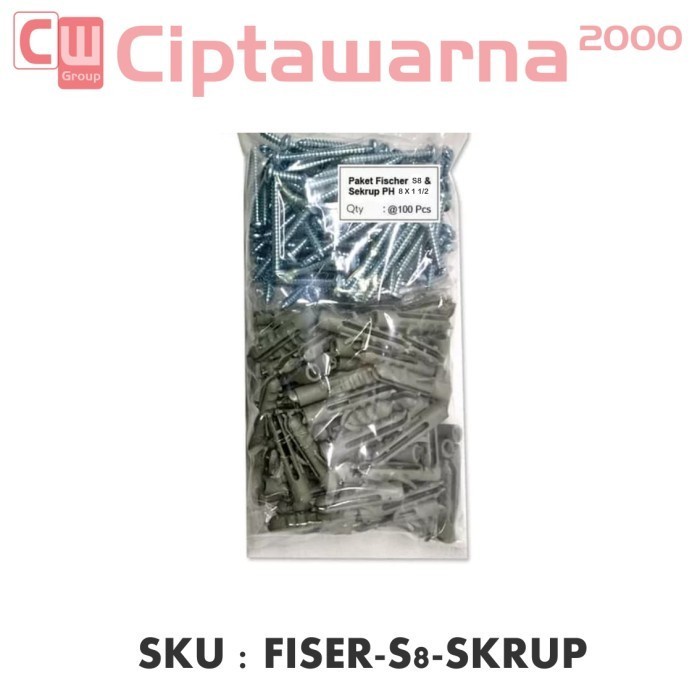 Jual Paket Angkur S8 + Baut Skrup Tapping Ph 8 X 1-1/2 100 Pcs | Shopee ...