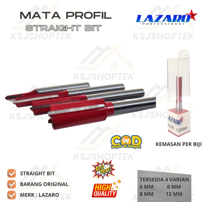 Jual Mata Profil Kayu Lurus Router Straight Bit 3 6 8 12 MM Mata Lazaro ...