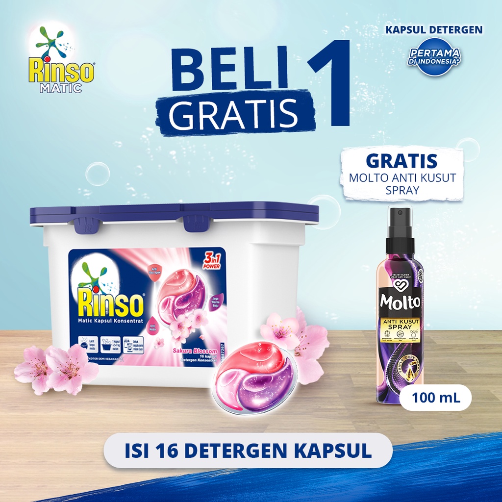 Jual Buy 1 Rinso Capsule Sakura Blossom 168G Free 1 Molto Anti Kusut ...