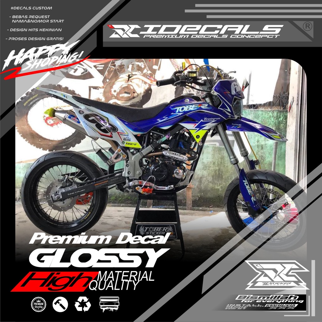 Jual MJ 00149 sticker decals fullbody kawasaki dtracker warna biru tema ...
