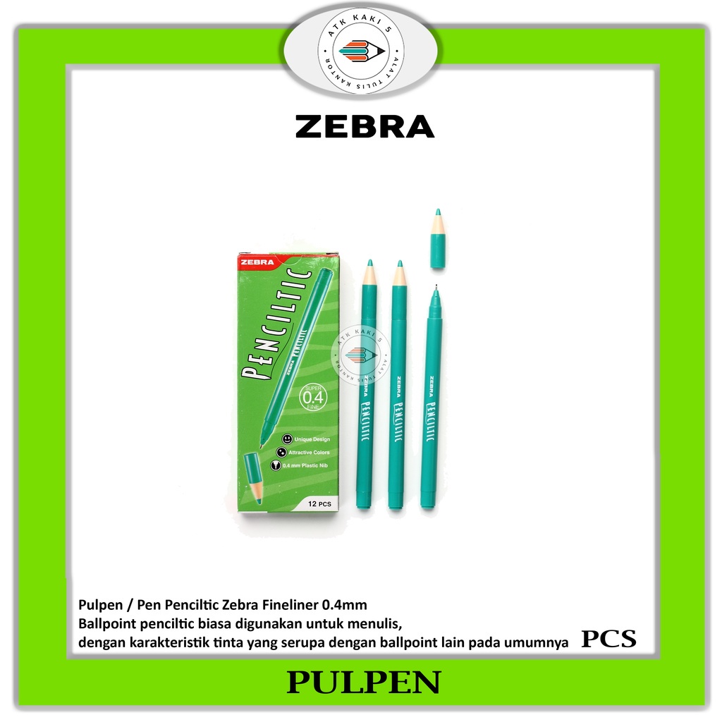 Jual ZEBRA - Pulpen Zebra Penciltic 0.4 Warna Hijau - Pcs | Shopee ...